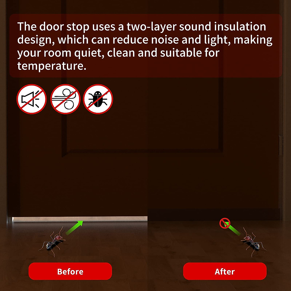 Door Draft Stopper, Cuttable Draft Stopper for Bottom of Door, Strong Adhesive Door Sweeps for Exterior Doors 39” Length (White)