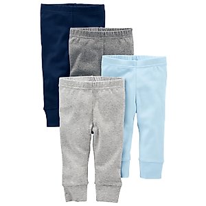 Simple Joys by Carter's Baby 4-Pack Neutral Pant, Blue/Grey/White, 12 Months