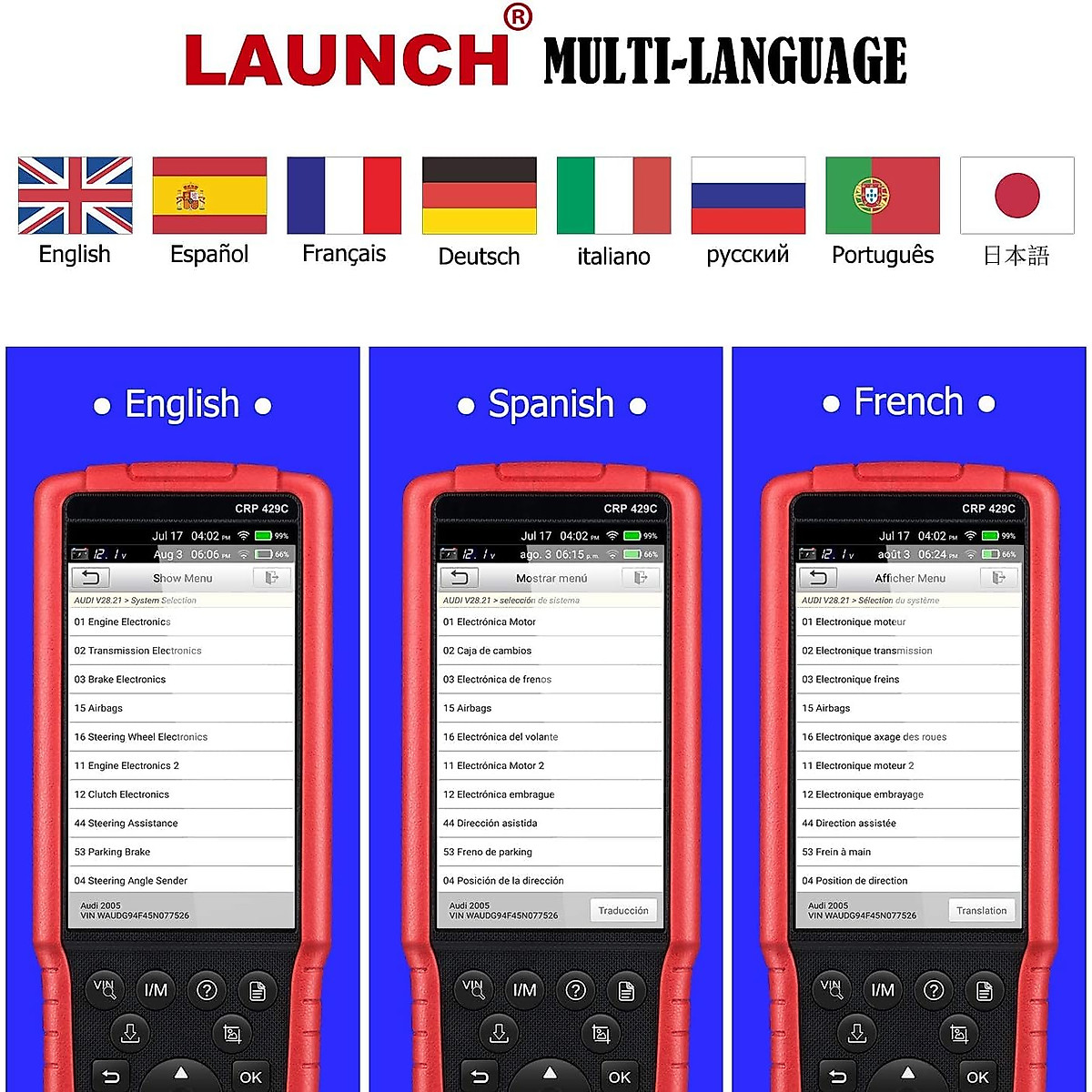 2024 Upgrade LAUNCH CRP429C Elite Android All System OBD2 Scanner with 15 Reset,Lifetime Free Online Update,ABS Bleeding,Injector Coding/Oil/Throttle/EPB/BMS/D-P-F/SAS/IMMO/TPMS Reset/Gear Relearn.etc