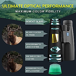 12X50 Professional HD Binoculars for Adults with Phone Adapter and Foldable Tripod - High Power Binoculars with Large View - Super Bright Waterproof Binoculars for Bird Watching Hunting Stargazing