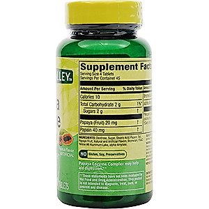 Spring Valley - Papaya Enzyme, 180 Chewable Tablets