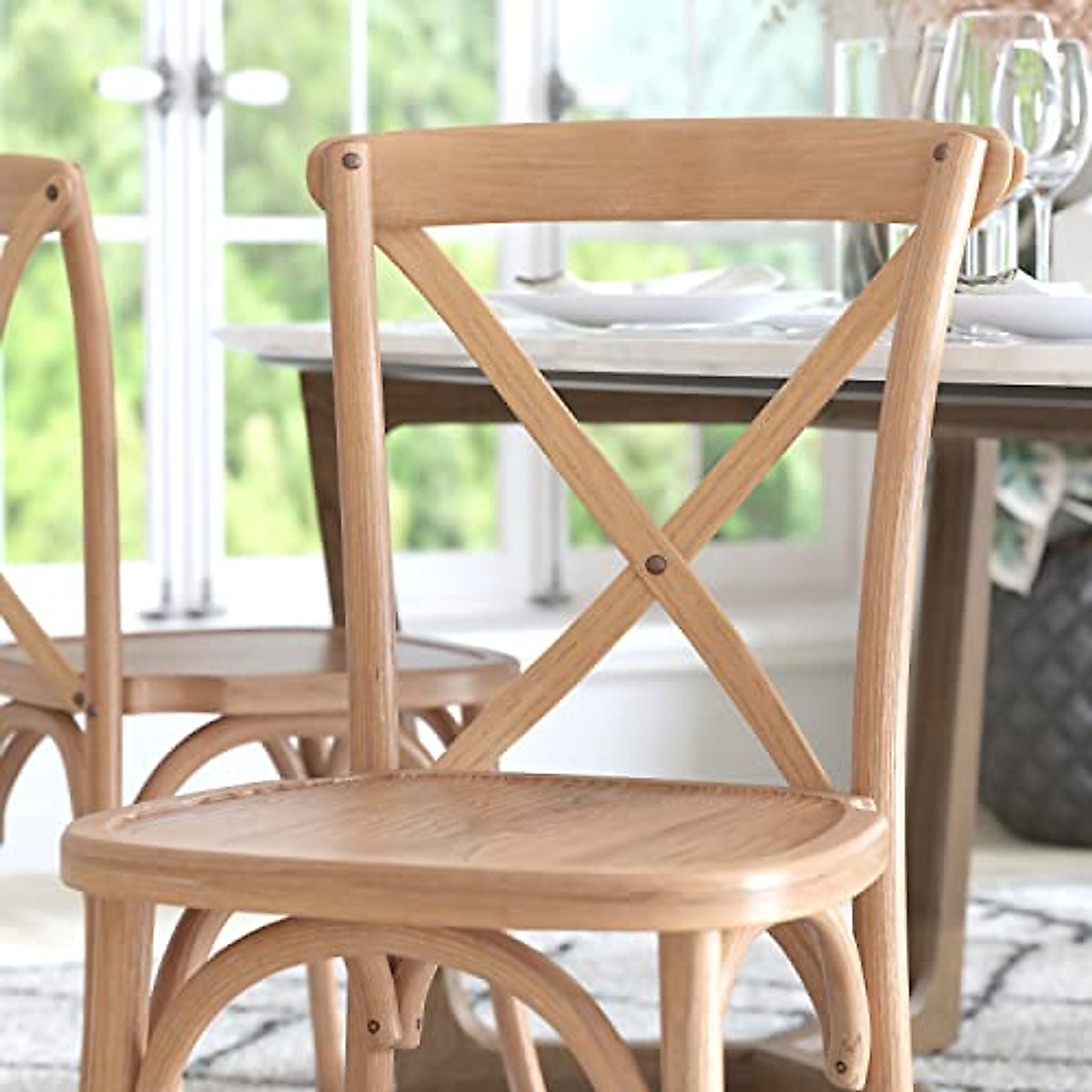 EMMA + OLIVER 2-Pack Driftwood X-Back Chair