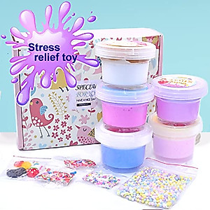 5 Pack Butter Slime,Pink Strawberry, Blue Ice Cream, Coffee Cotten Candy Slime with Dual Colors, Super Soft and Non-Sticky, Birthday Gifts for Girl and Boys