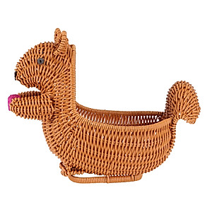CIYODO 1pc Bowl Holder Natural Bowls Decorative Squirrel Container Decoration Basket Decor Desk Bread Bedroom Household Dish Woven Figurine Kitchen Chips Vegetables Wallet Treat Brown