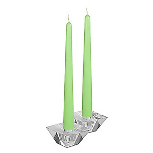 Hyoola 12 Pack Tall Taper Candles - 10 Inch Celery Green Dripless, Unscented Dinner Candle - Paraffin Wax with Cotton Wicks - 8 Hour Burn Time