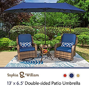 Sophia & William 13ft Double-sided Patio Umbrella, Large Twin Umbrella, Outdoor Umbrella, Navy