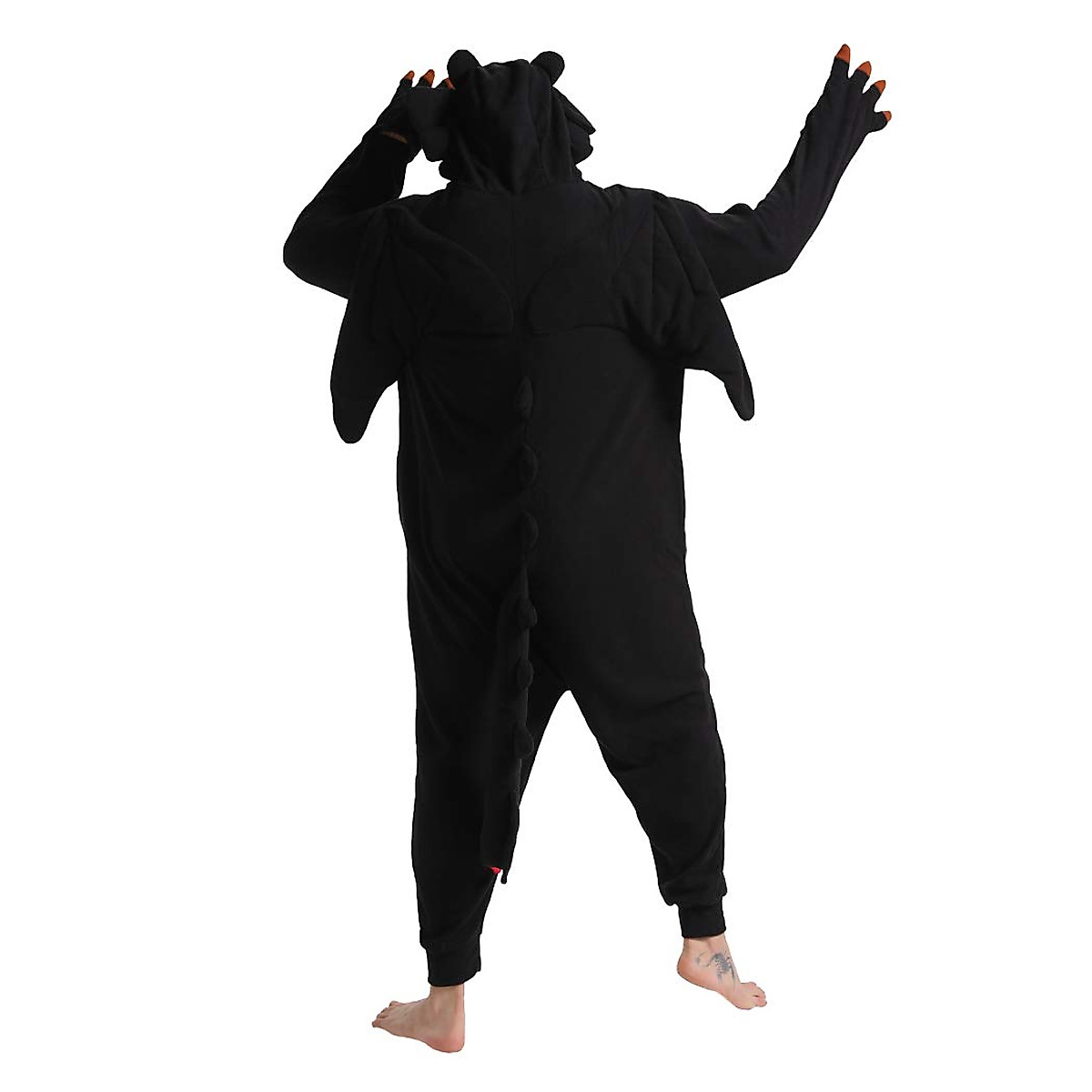 dressfan Animal Black Dragon Onesie Cosplay Costume Christmas Halloween Pajamas for Unisex Adults Teens Girls Boys