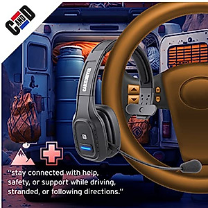 Car and Driver Trucker Bluetooth Headset, Wireless Headset Noise Canceling Headphones with Microphone, Home Office, Zoom, Call Center, Clear Highway| Siri, Alexa, Google Comp (BT5500, Over-Head)