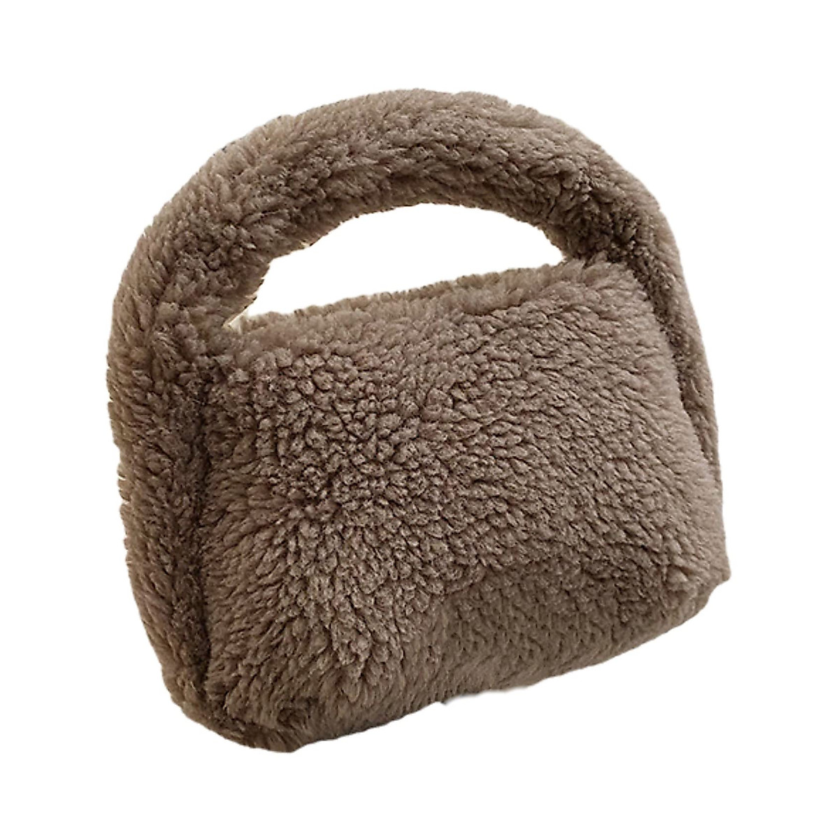 XPONNI Fuzzy Dumpling Bag, Cute Fluffy Bags Y2k, Cute Mini Handbags, Faux Fur Bag, Plush Underarm Bag (Light Brown)