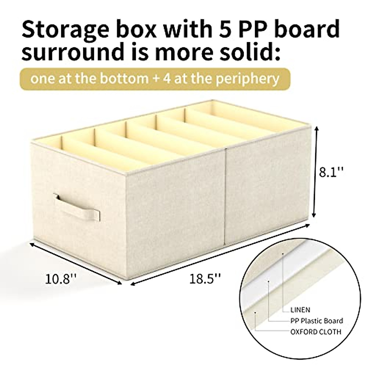 Homzing Drawer Organizers for Clothing Wardrobe Clothes Organizer Clothing Organizer with Handle Foldable Use to Thin Jeans Pants T-shirts Leggings Built-in PP Board-4pcs