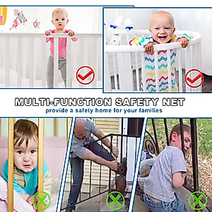 Indoor Outdoor Baby Safety Stair Railing Net Baby Proofing Stair Balcony Banister Rail Guard Child Safety Stair Protection Safe Rail 10ft L x 2.6ft H White