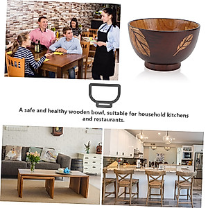 Garneck 1pc Leaves Wooden Bowl Wooden Salad Wooden Dishes Wooden Eating Bowl Wooden Bowls for Food Japanese Noodle Bowl Decorative Food Serving Bowl Japanese-style Jujube Wood Udon Noodle