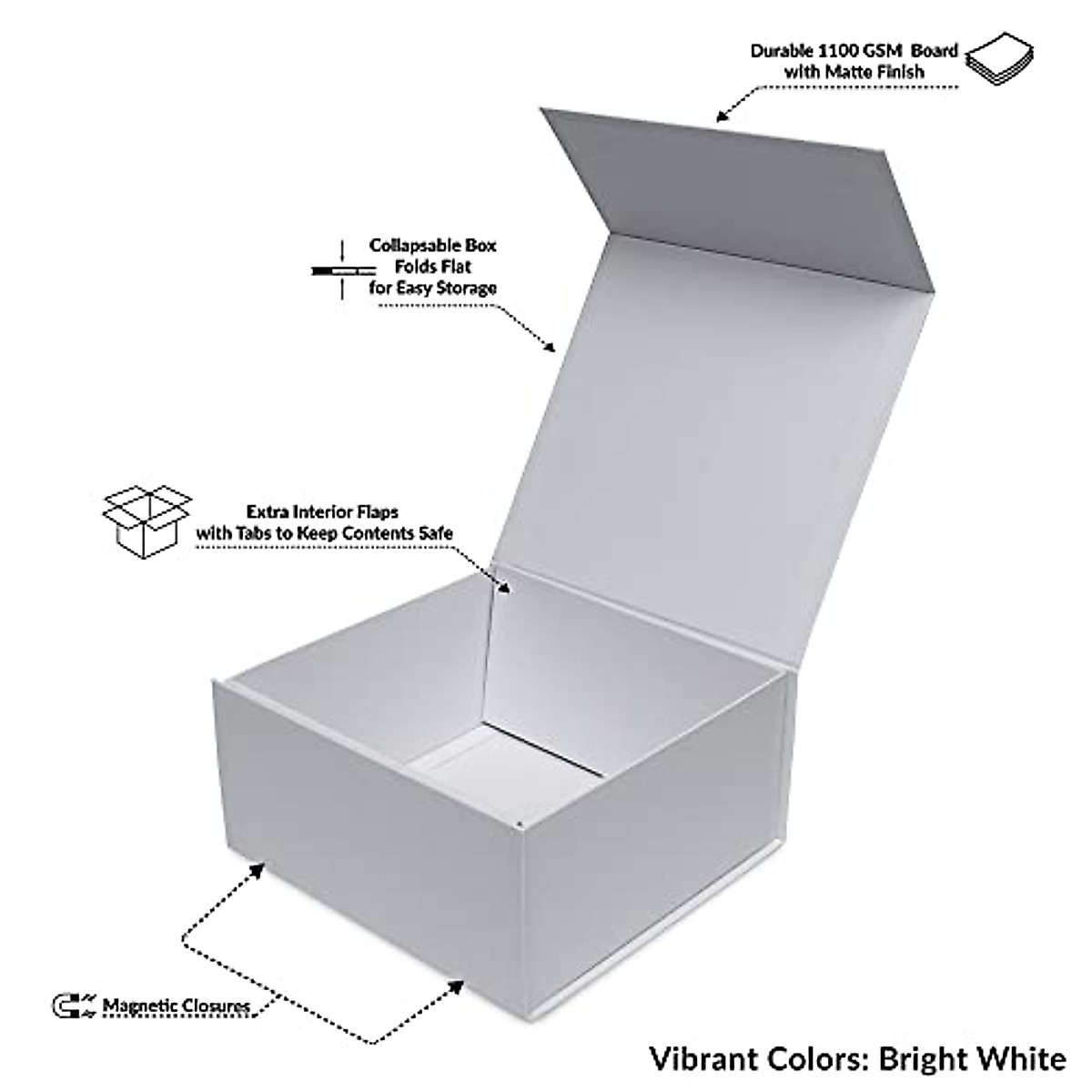 White Boxes for Gifts - 1 Pack Magnetic Closure Luxury Collapsible Gift Box with Lid, Small Cardboard Box for Gift Wrapping, Holidays, Birthdays, Weddings, Bridesmaids, Small Businesses - 6x6x3