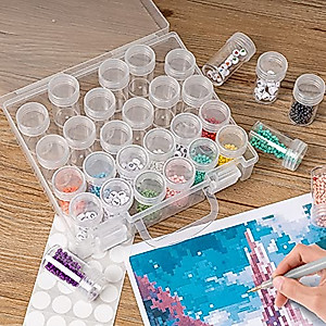 30 Slots Diamond Painting Storage Containers, Bead Organizer Box, Bead Storage Containers Plastic Diamond Painting Art Accessories Boxes Small Clear Embroidery Box for Craft Beads Rhinestones (1 Pack)