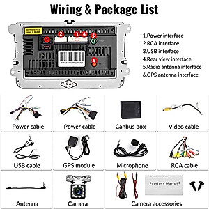 Double Din Android 11 Car Stereo for VW Jetta Seat Passat Golf TIGUAN 8 inch Touch Screen Car Radio with Bluetooth | FM | Mirror Link | GPS Navigation | WiFi | Steering Wheel Control | Backup Camera