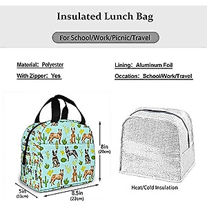 Lunch Bag Australian Cattle Dog Blue And Red Heelers Cactus Blue Tint Lunch Box Insulated Bag Tote Bag For Men/Women Work Travel
