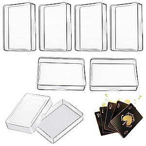 Grevosea 6 Pieces Clear Playing Card Boxes, Playing Card Case Snaps Closed Card Holder Organizer Plastic Card Deck for Gaming Cards, Business Card Storage 3.7 X 2.6 X 0.83 Inch