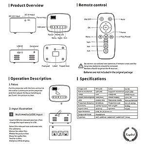 Fuegobird Mini Projector 2022 Upgraded Video Projector, Multimedia Home Theater Movie Projector, Support HD 1080P, Compatible with USB Smartphone, for Home Cinema & Outdoor Movies Yellow