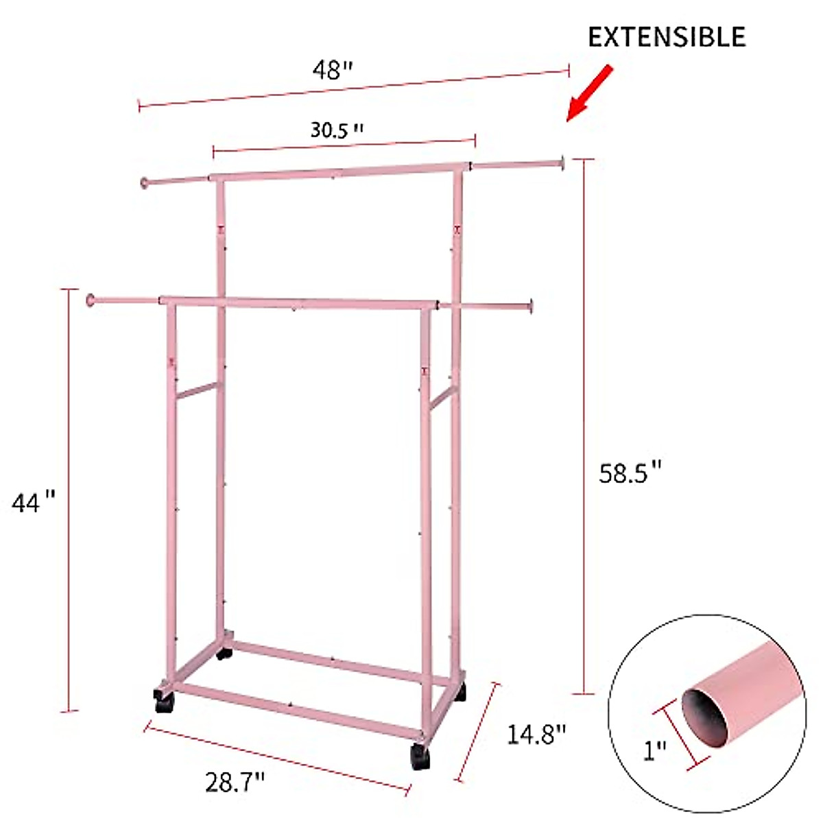 Fishat Pink Double Rod Garment Rack & Simple Garment Rack