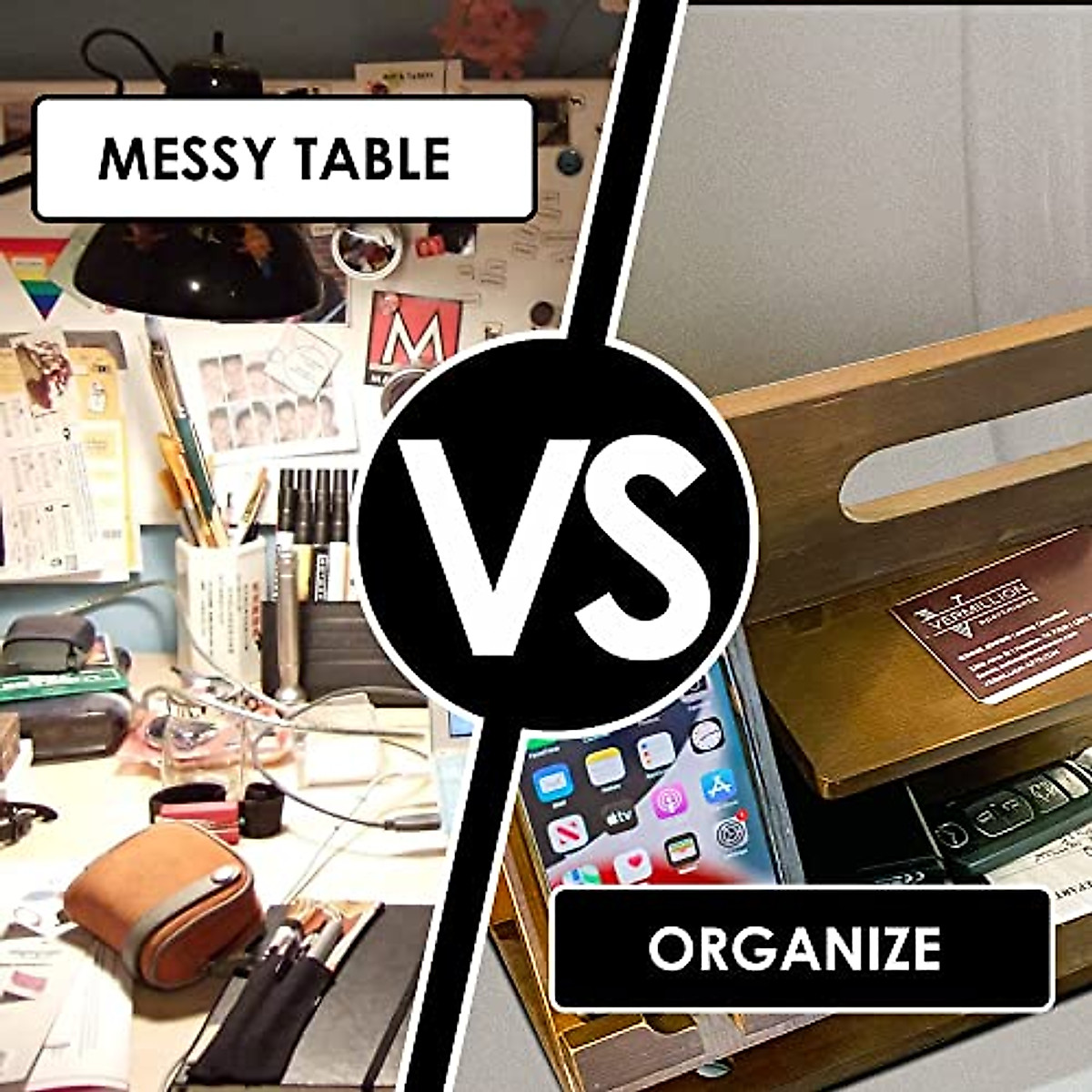 GOODTILA Nightstand Wooden Docking, Ash Wood Tray, Bedside Nightstand Organizer, Hand Crafted Wood Phone Docking, Valet Tray for Men, Husband Gift Idea