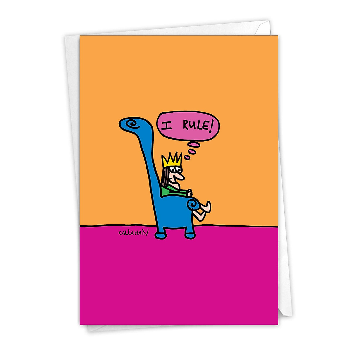 NobleWorks - 1 Funny Cartoon Card for Birthdays - Humor Bday Comic, Notecard with Envelope - Tiny Ruler C6183BDG
