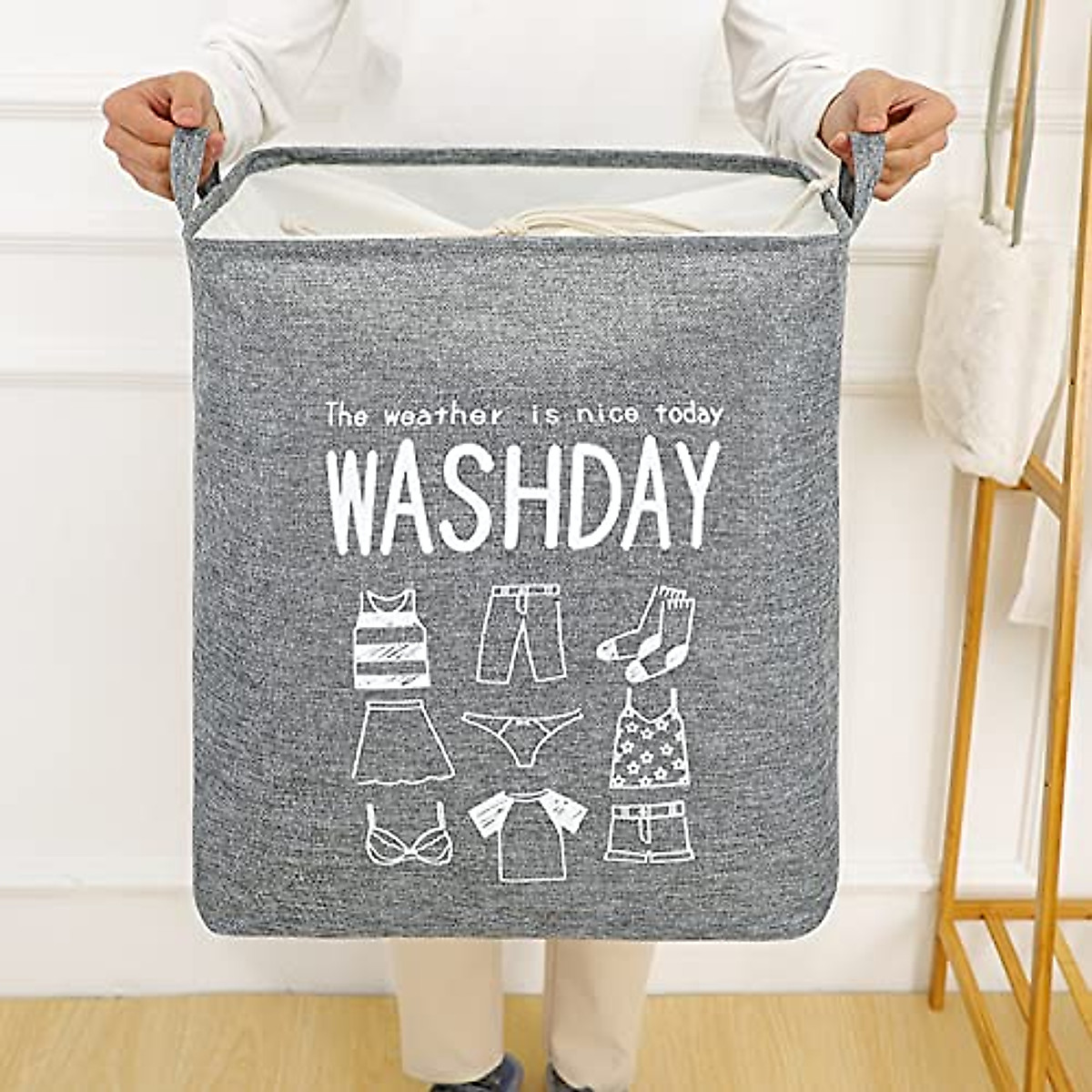 Futchoy Clothes Organizers Storage Bag,With Reinforced Handle,Under Bed Storage Bags,Sweater Clothes Storage Containers,Gray