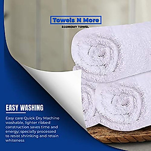 Towels N More 12 Pack White Soft 100% Cotton Loop 15X25 Basic Hand Towels- Gym Towels (12)