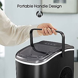 AGLUCKY Ice Makers Countertop,Protable Ice Maker Machine with Handle,Self-Cleaning Ice Maker, 26Lbs/24H, 9 Ice Cubes Ready in 8 Mins, for Home/Office/Kitchen (Black)