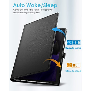 TiMOVO Compatible with Samsung Galaxy Tab A8 10.5 Case 2022, Galaxy A8 Tablet Case SM-X200/SM-X205, 90 Degree Rotating Swivel Leather Cover, Multiple Viewing Angles Folding Stand Case, Black