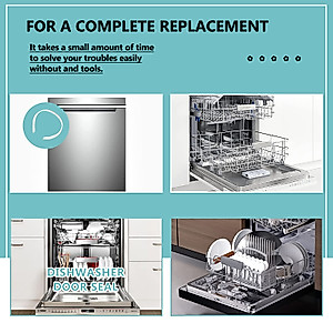154827601 Dishwasher Door Seal 809006501 Lower Seal 154701001 Splash Shield Kit Compatible with Frigidaire Kenmore Replace AP5690109 PS8260227 154845301 154211801 by Cenipar