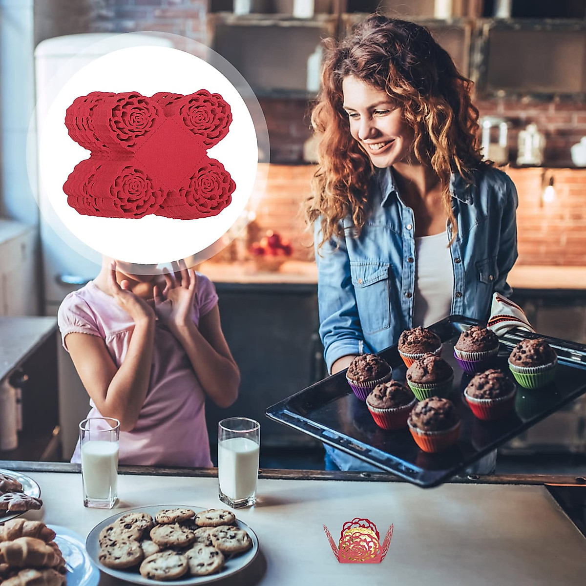 Toddmomy 50pcs Paper Candy Cups Cupcake Wrappers Artistic Bake Cake Paper Cups for Wedding Party Liners Dessert Holder（Red）