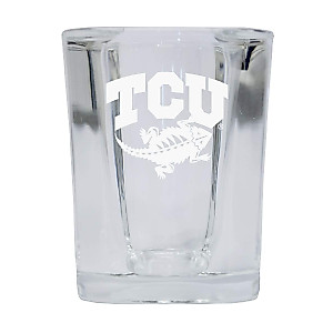 R and R Imports TCU Horned Frogs 2 Ounce Square Shot Glass laser etched logo Design Officially Licensed Collegiate Product