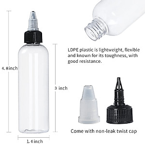 32 Pack 2 oz Plastic Squeezing Bottles, (Shekure) Clear Oil Dispenser Dropper Bottle Applicator with Twist Top Cap and Leak-Proof Inner Gasket for Crafts, Art, Glue, Paint and More