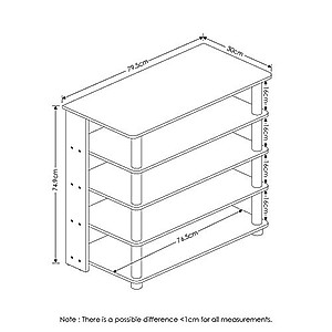 Furinno Turn-N-Tube 5 Tier Wide Shoe Rack, French Oak Grey/Black