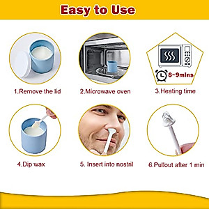 120g Wax Nose Wax Kit, Nose Hair Wax, Nose Wax with 40 Applicators and 20 Wipes, Quick and Painless Nose Hair Waxing Kit for Men and Women, Nose Hair Remover Wax Kits Used 20~25 Times Usage
