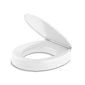 KOHLER Hyten Elevated Quiet-Close Round-Front Toilet Seat, White