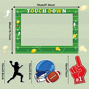 Football Photo Booth Prop Frame Decorations Sport Selfie Picture Frame for Sports Football Frenzy Game Time Tailgate Party Baby Shower Favors Supplies