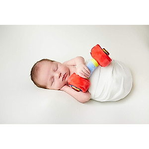 WOD Toys® Baby Dumbbell Plush Dumbell with Rattle & Sensory Sounds – Safe, Durable Fitness Toy for Newborns, Infants and Babies (1)