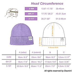 DASMINI Baby Beanie Toddler Winter Hat Infant Babies Newborn Kids Beanies Knit Hats Girl Boy (Lavender, 6-36mth)