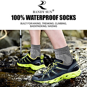 RANDY SUN Waterproof Ankle Socks, Womens Men Thin Breathable Winter Golf Rain Gear Biking Kayaking Boating Sport Socks for Ladies 1 Pair (Gray, Small)
