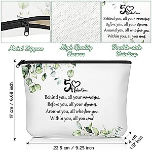 50th Birthday Gifts for Women 2 Pieces 50 and Fabulous Gifts for Women Including 20 oz Wine Stainless Steel Tumbler with Lid Straw Fabulous Makeup Bag for Turning 50 Year Old Woman Mother Ladies