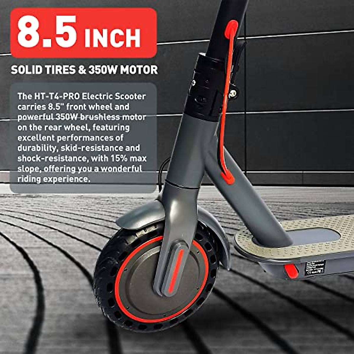 drosery Electric Scooter, 350W Motor 8.5" Solid Tires Electric Scooter Adults, 20 Miles Range 18.6 MPH Speed with App, 36V 10.4Ah Battery, Folding Commuter Scooter Electric for for Adults Kids Teens