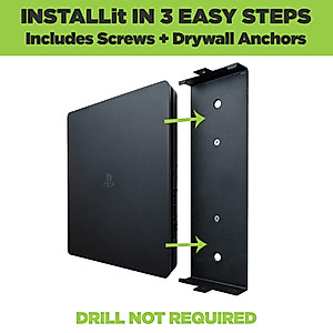 HIDEit Mounts 4S Wall Mount for Playstation 4 Slim - Patented in 2018, American Company - Steel Wall Mount for PS4 Slim to Safely Store Your PS4 Slim Near or Behind TV
