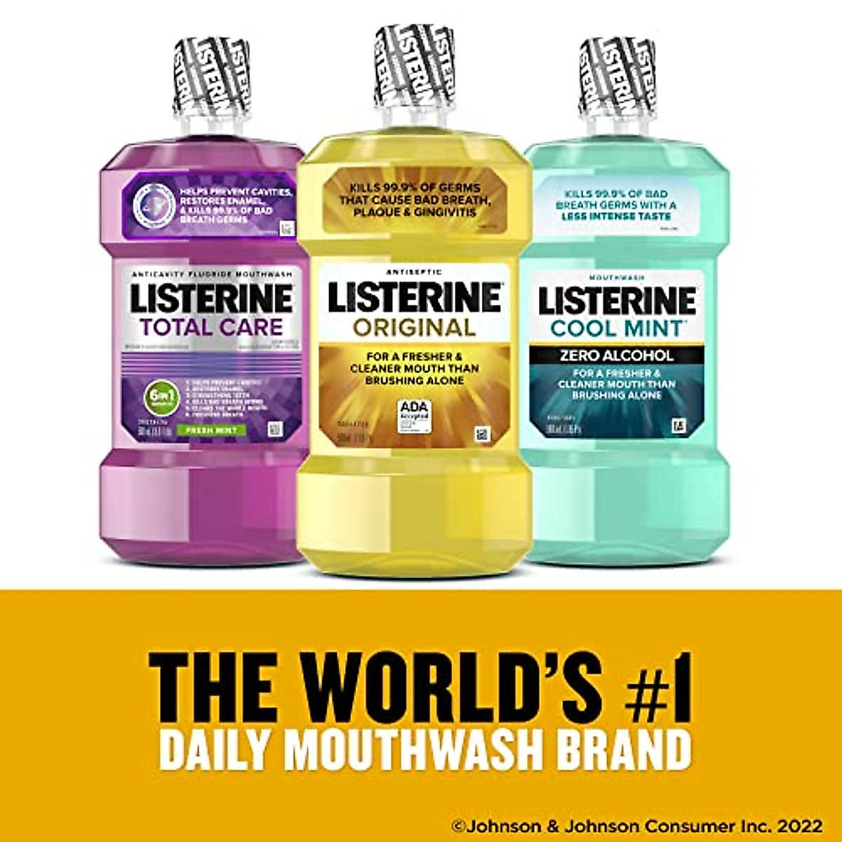 Listerine Original Antiseptic Oral Care Mouthwash to Kill 99% of Germs That Cause Bad Breath, Plaque and Gingivitis, ADA-Accepted Mouthwash, Original Flavor, 1.5 L (Pack of 6)