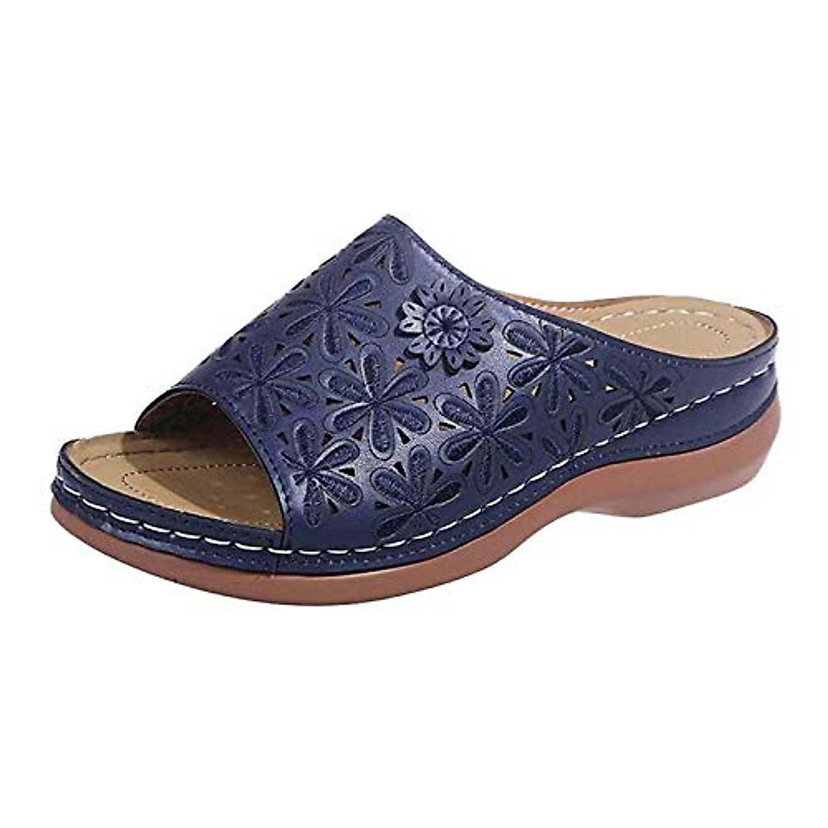 justHIGH Women's Open Toe Classic Roman Style Sandals Stretch Flatform Slide Sandal