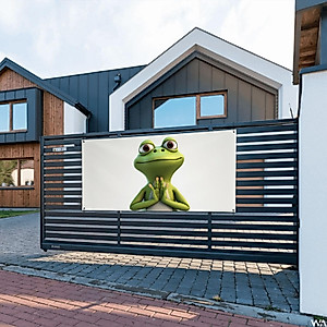 The funny frog doing yoga Printed Banners Personalized Party Banner Photo Text Background Banner Wall Banner for Halloween Party Home Decorations or Backdrops