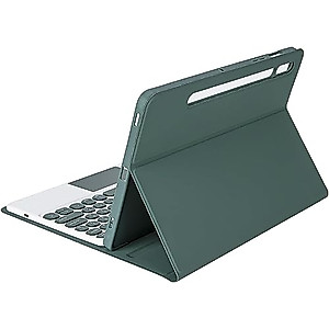 Keyboard Case for Samsung Galaxy Tab S7 FE / S7 Plus / S8+ / S8 Plus 12.4'', with S Pen Holder, 7 Color Backlit, Detachable Wireless Bluetooth Keyboard,Deep Green