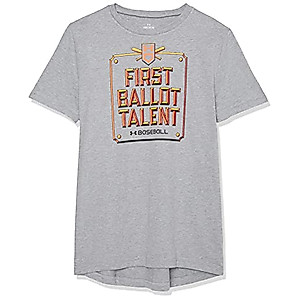 Under Armour Boys' Standard First Ballot -Baseball Short Sleeve T-Shirt, (035) Steel Light Heather / / Stadium Red, Youth Medium