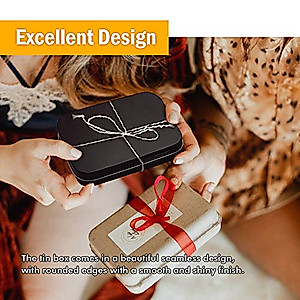 Small Metal Tin Box Lid - 2 Pcs Black Box with Hinged, Mini Small Empty Container, Portable Case for Soap, Mint, Cookie