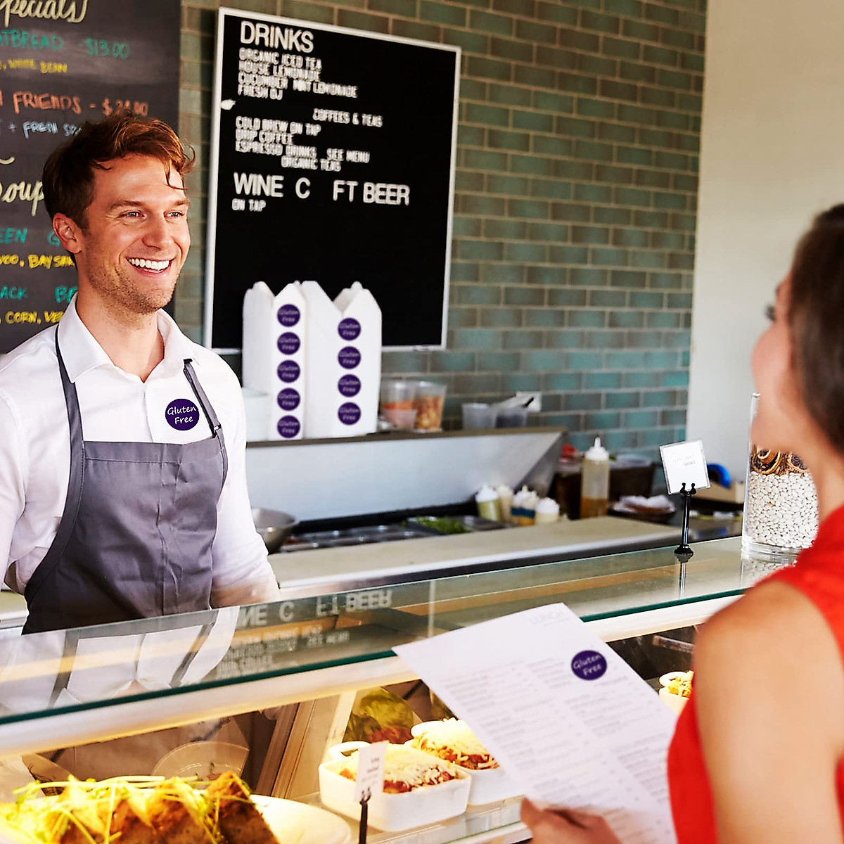 Zonon 1000 Pieces 2 Roll Gluten Free Stickers Labels for Food with Self Adhesive Seals 1.5 Inch Gluten Food Rotating Label Stickers for Containers Jars Glass Bottle Envelopes Bread Bags, 500 Pcs/Roll